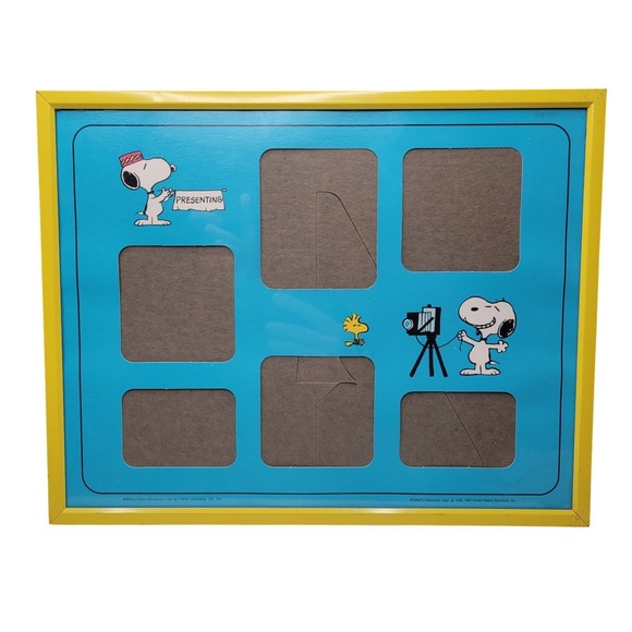 Accents | Vintage Peanuts Picture Frame Snoopy Montage Woodstock Yellow ...